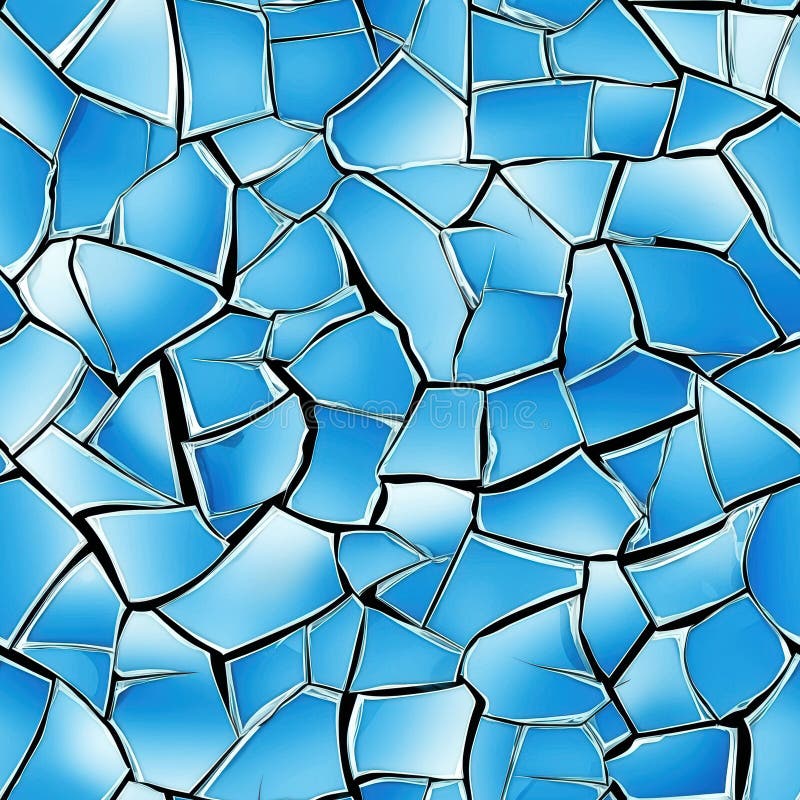 Seamless Pattern of Broken Glass Pieces in Shades of Blue Creates ...