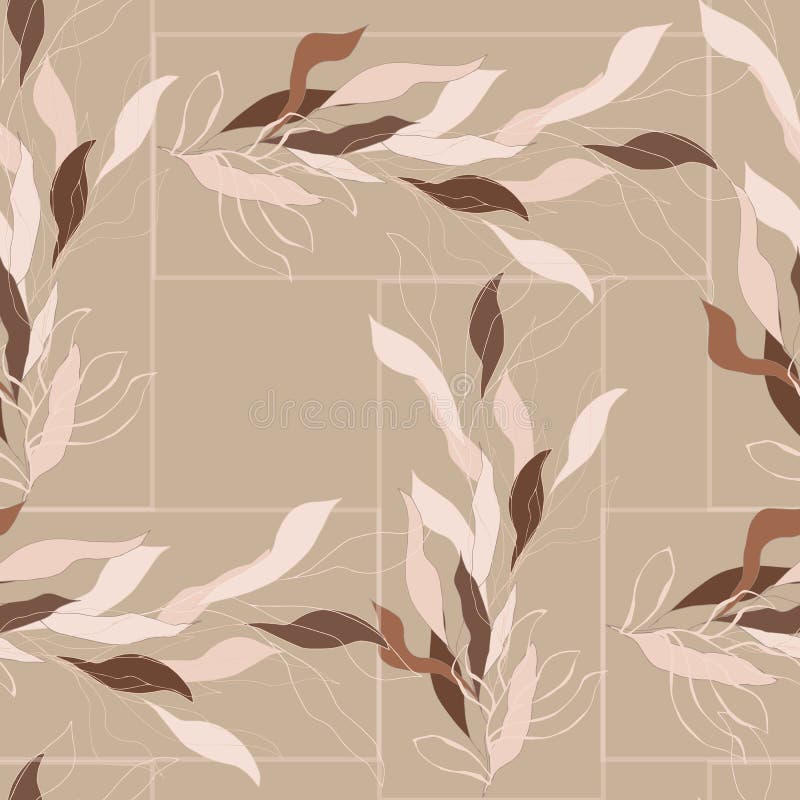 Seamless Pattern on a Brown Background from Leaves for Tiles. Vector ...