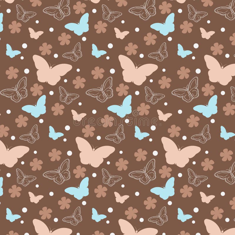 Seamless Pattern of a Brown and Blue Butterfly with a Brown Flower on ...
