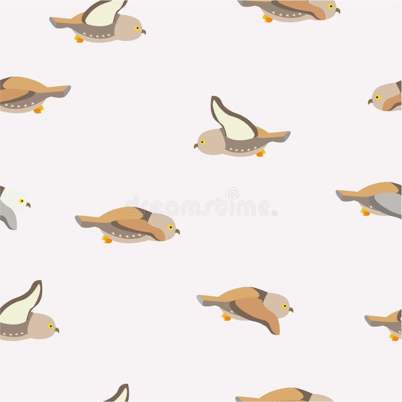 Seamless Pattern with Brown Owls on White Background Stock Illustration ...