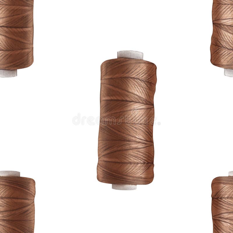 Seamless Pattern: Brown Sewing Threads. Yarn for a Sewing Machine ...