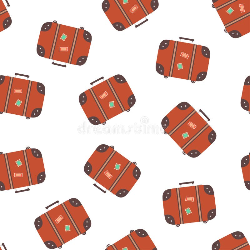 Seamless Pattern with Brown Suitcase, Vector Illustration Stock Vector ...