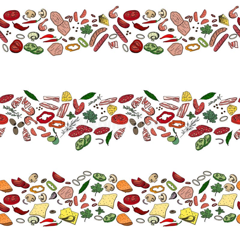 Seamless Border Meat Stock Illustrations – 142 Seamless Border Meat ...