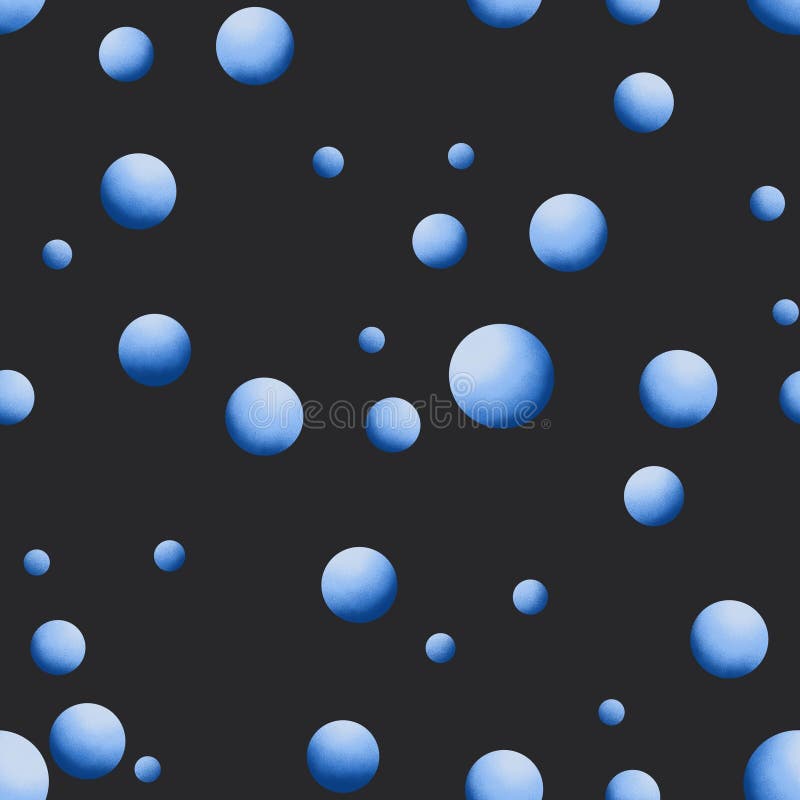 Seamless Pattern of Bubbles on Black Background, Digital Illustration ...