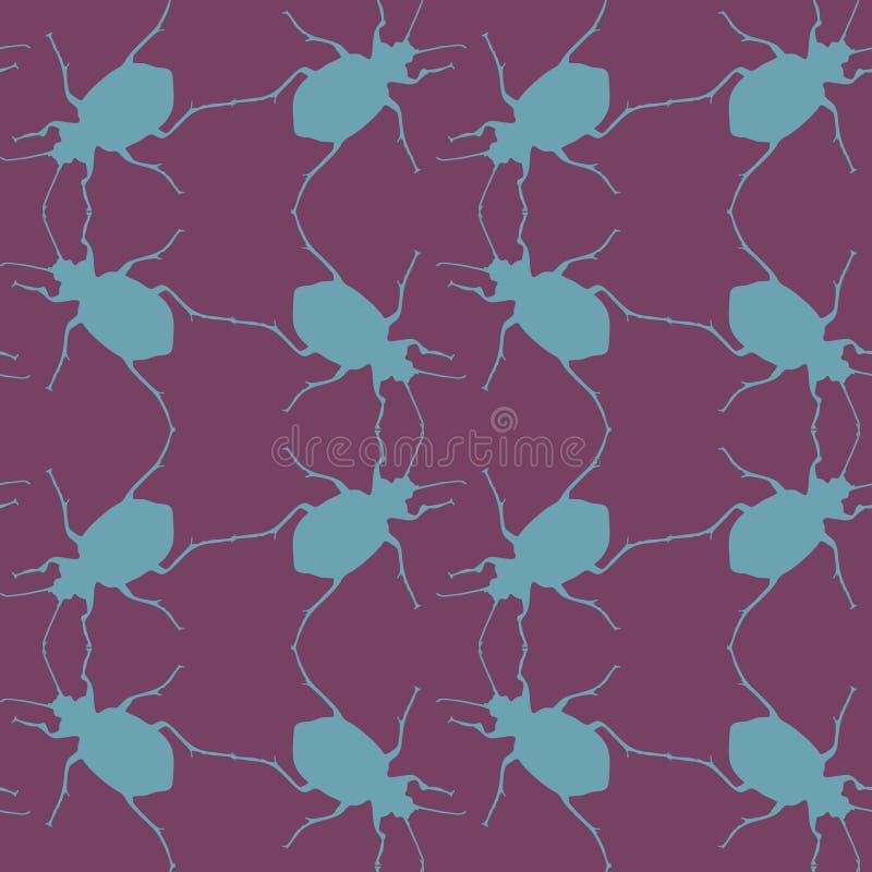 Seamless Pattern With Bugs. Endless Background With Beetles. Vector Silhouette Illustration ...