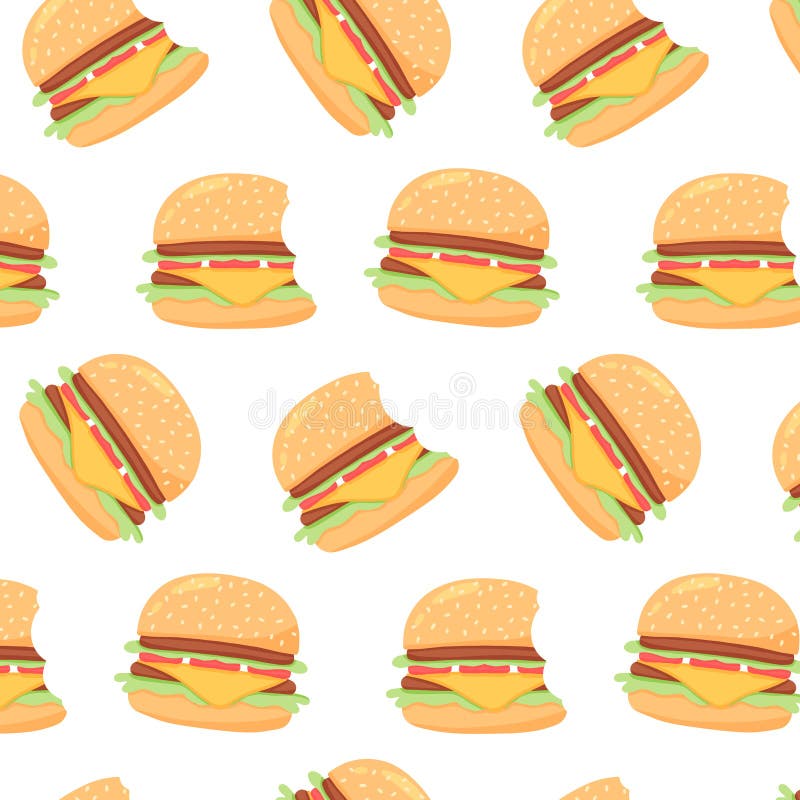 Seamless Pattern with Burger. Pattern with Hamburger Stock Vector ...
