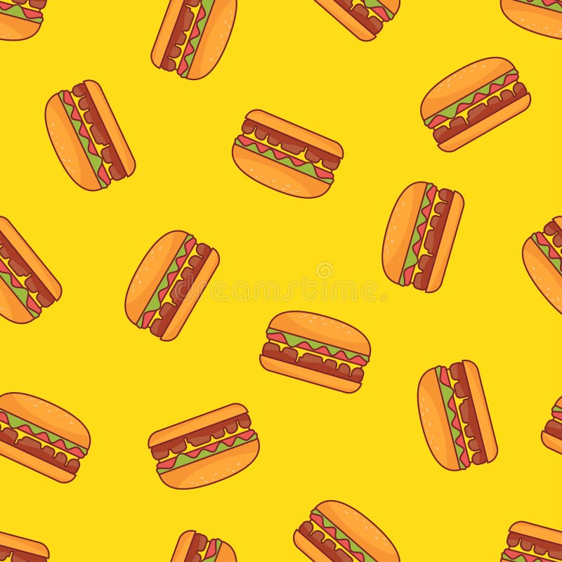 Burger seamless pattern stock vector. Illustration of burgers - 103655153