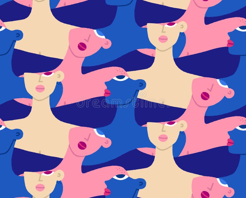 Seamless Pattern with Busts. Repeating Background with Women Stock ...