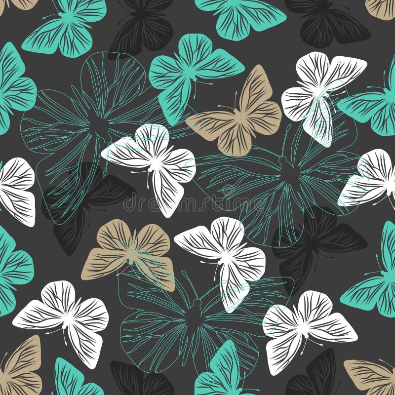 Seamless Pattern with Butterflies Stock Vector - Illustration of design ...