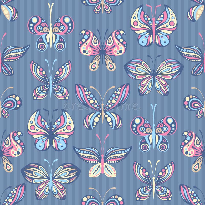 Seamless Pattern of Butterflies Stock Vector - Illustration of ...