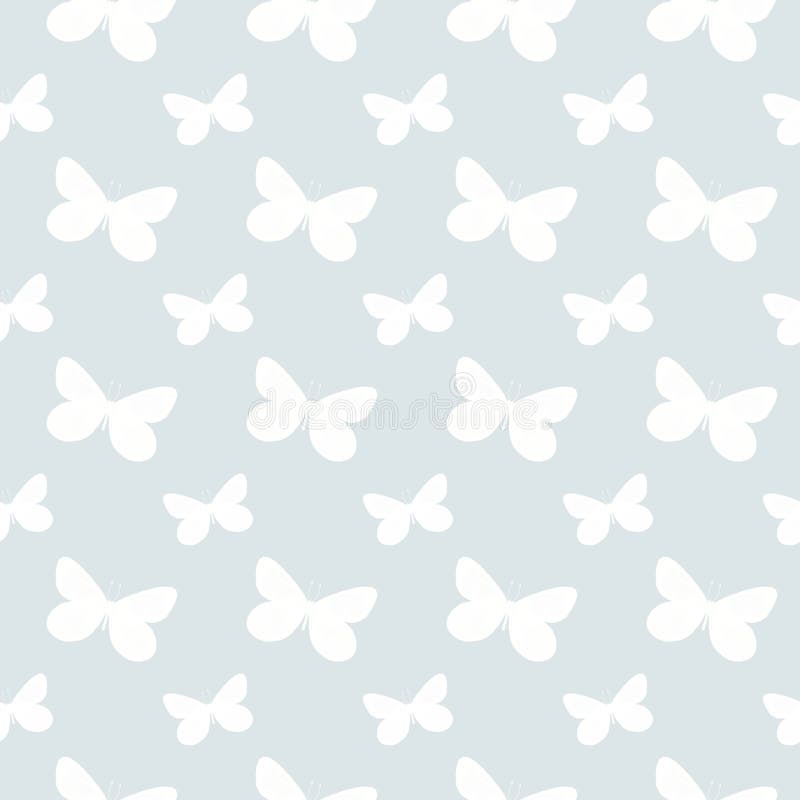 Seamless Pattern with Butterflies. White Butterflies on a Light Blue ...