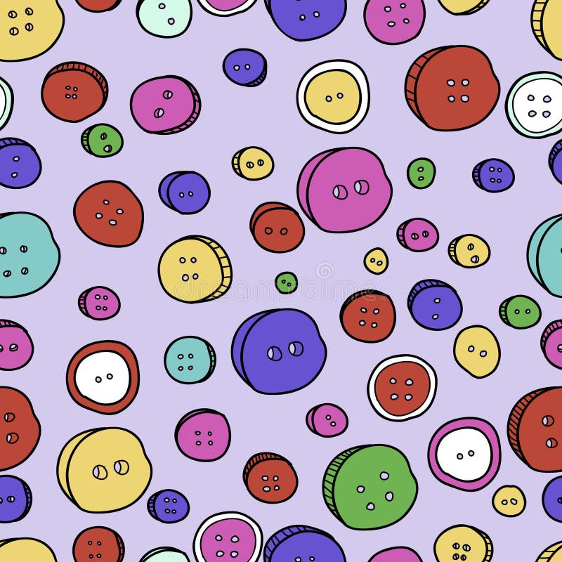 Seamless Pattern. Button Doodle in Color Stock Illustration ...