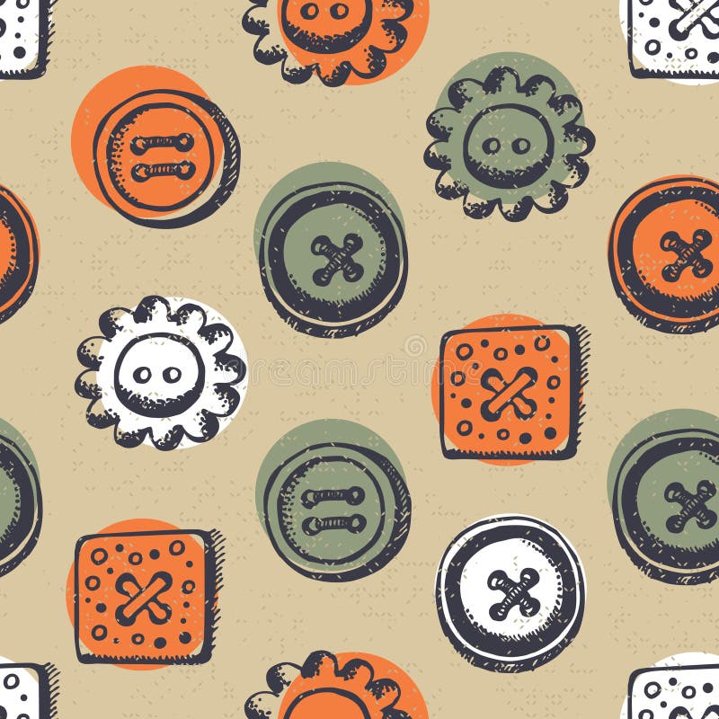 Seamless Pattern with Buttons Stock Illustration - Illustration of ...