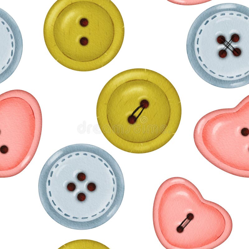 Seamless Pattern of Buttons in Various Colors. Buttons of Different ...