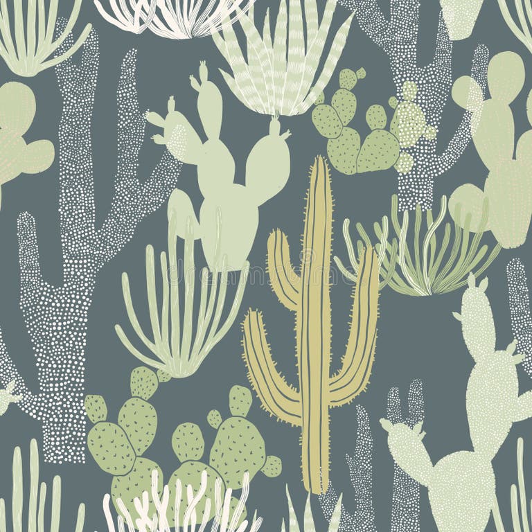 Seamless Pattern with Cacti . Wild West Surface Poster Design for All Fabrics and Prints ...