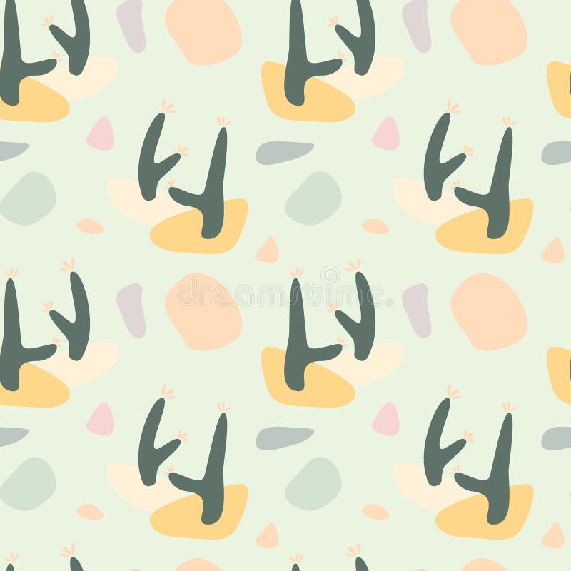 Seamless Pattern with Cactus in Bloom. Hand Drawn Texture Stock Vector ...