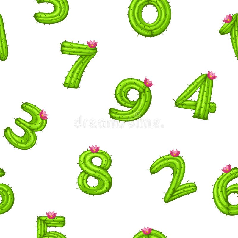 Seamless Pattern with Cactus Numbers for Ui Game, School Stock Vector ...