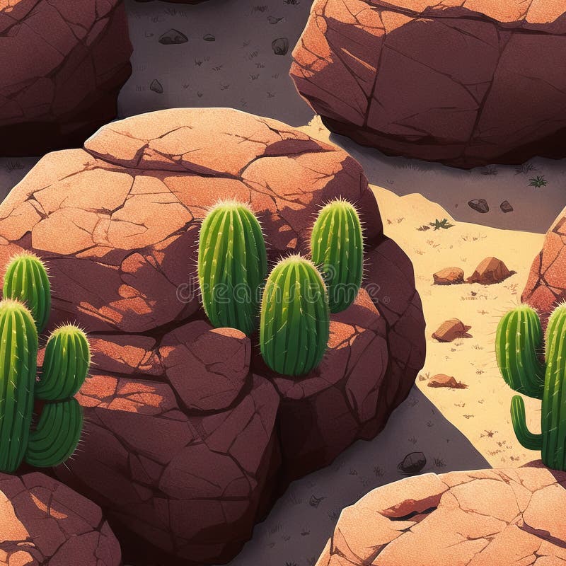 Seamless Pattern with Cactuss and Leaves Background Cacti Pattern for ...