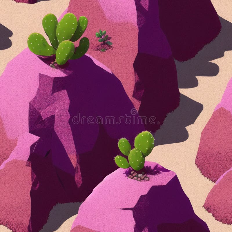 Seamless Pattern with Cactuss and Leaves Background Cacti Pattern for ...
