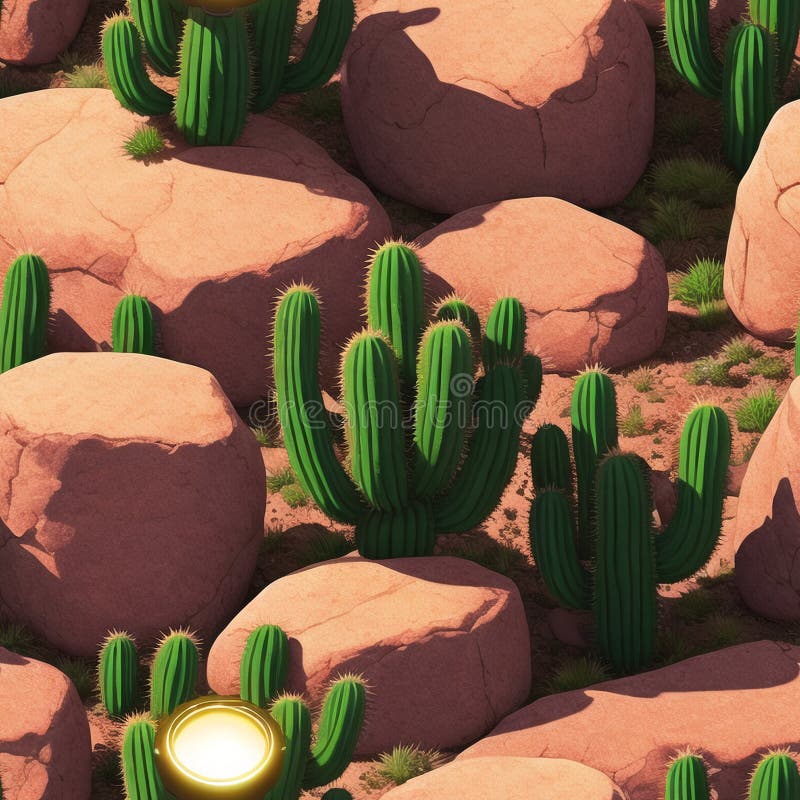 Seamless Pattern with Cactuss and Leaves Background Cacti Pattern for ...