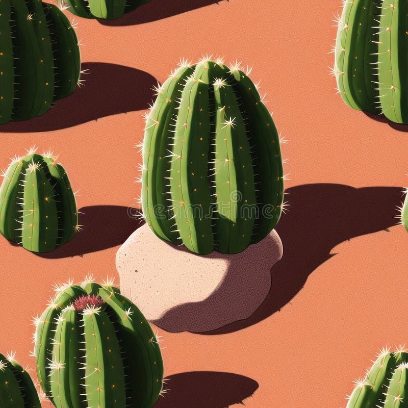 Seamless Pattern with Cactuss and Leaves Background Cacti Pattern for ...