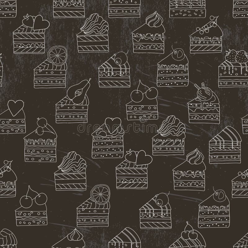 Seamless Pattern with Cake Slices. Stock Illustration - Illustration of ...