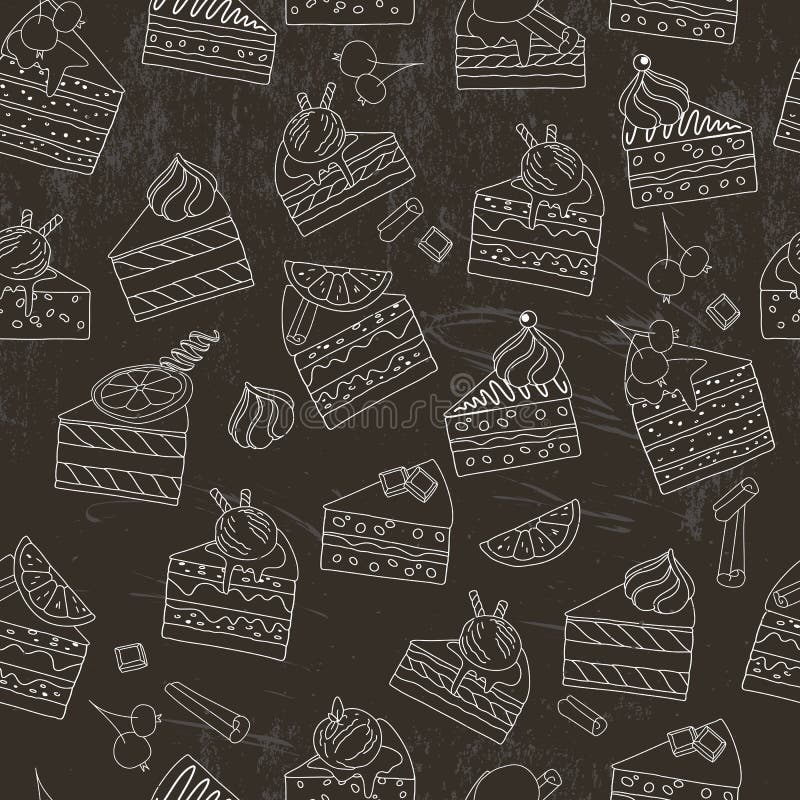 Seamless Pattern with Cake Slices. Stock Illustration - Illustration of ...