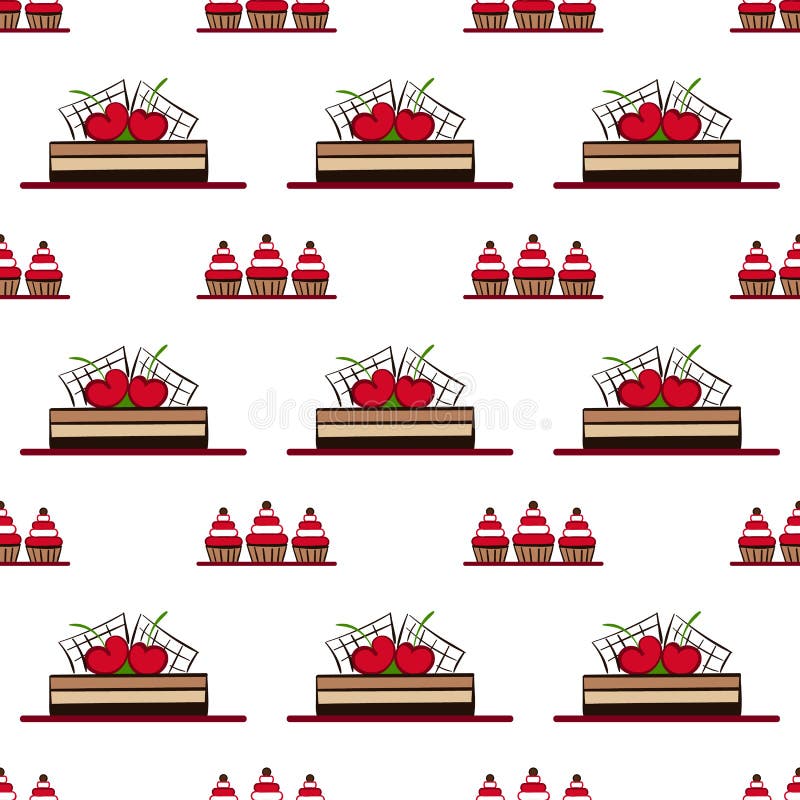 Seamless Pattern with Cakes. Vector Stock Vector - Illustration of ...