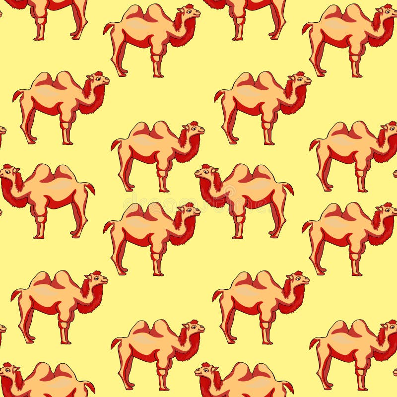 Seamless Pattern Camel Redhead Smiling a Cartoon. Vector Illustration ...