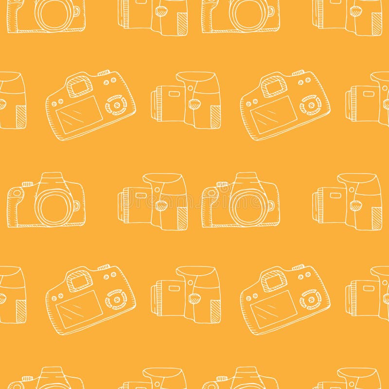 Seamless Pattern Camera, Vector Illustration, Hand Drawing Sketch ...