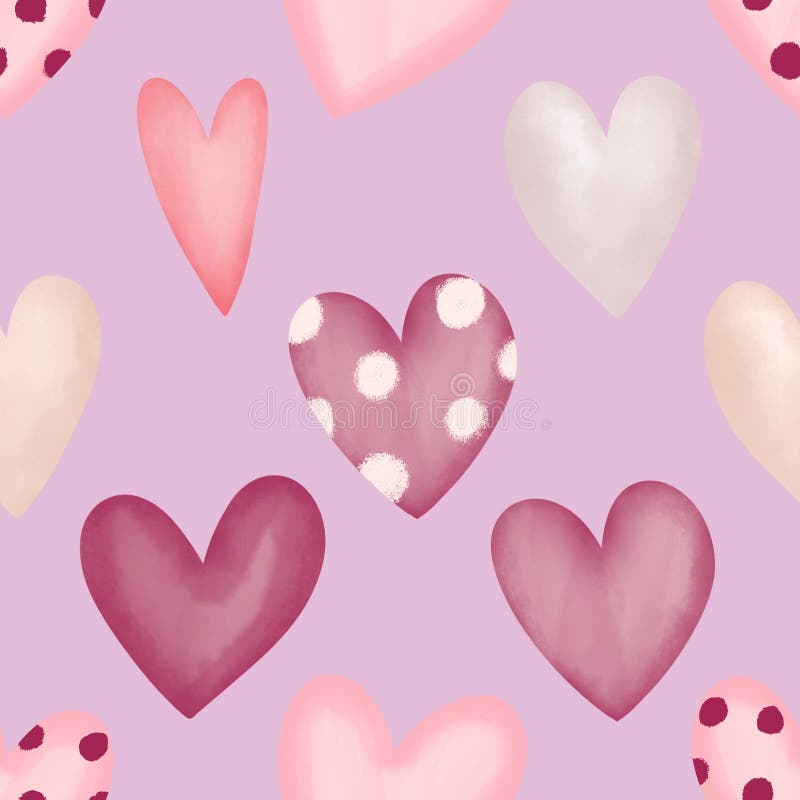 Seamless Repeating Pattern with Lovely and Cute Romantic Hearts Stock ...