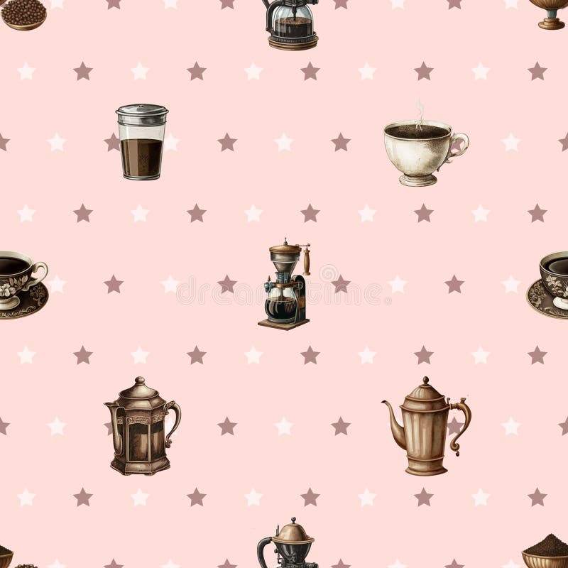 Seamless Repeating Pattern for Coffee Lovers Stock Photo - Image of ...