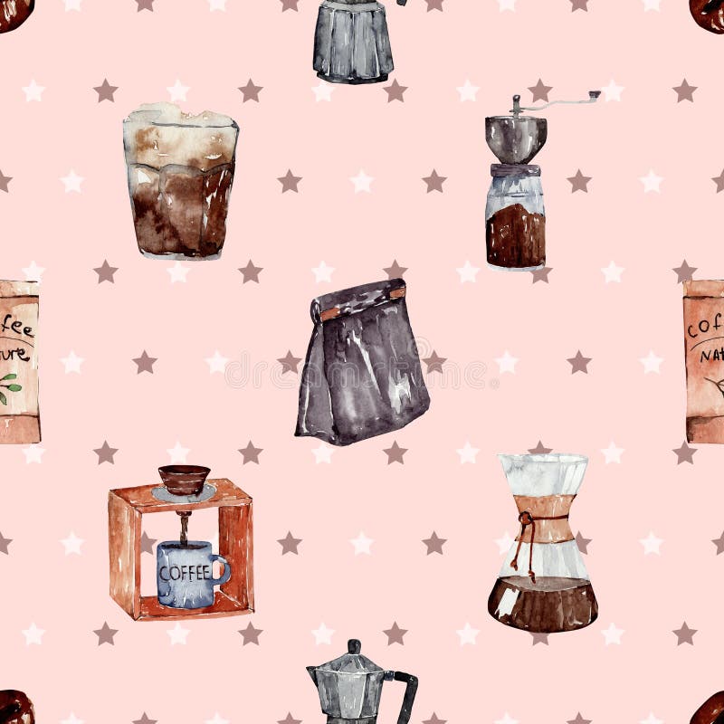 Seamless Repeating Pattern for Coffee Lovers Stock Image - Image of ...