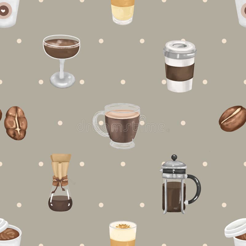 Seamless Repeating Pattern for Coffee Lovers Stock Photo - Image of ...