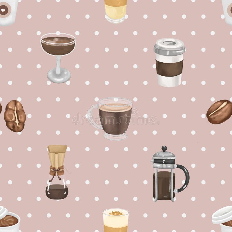 Seamless Repeating Pattern for Coffee Lovers Stock Image - Image of ...