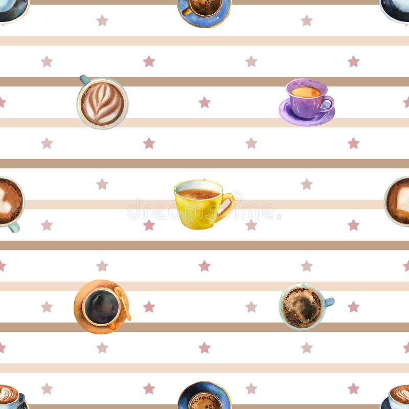 Seamless Repeating Pattern for Coffee Lovers Stock Illustration ...