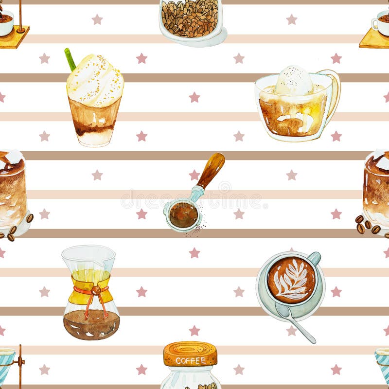 Seamless Repeating Pattern for Coffee Lovers Stock Illustration ...