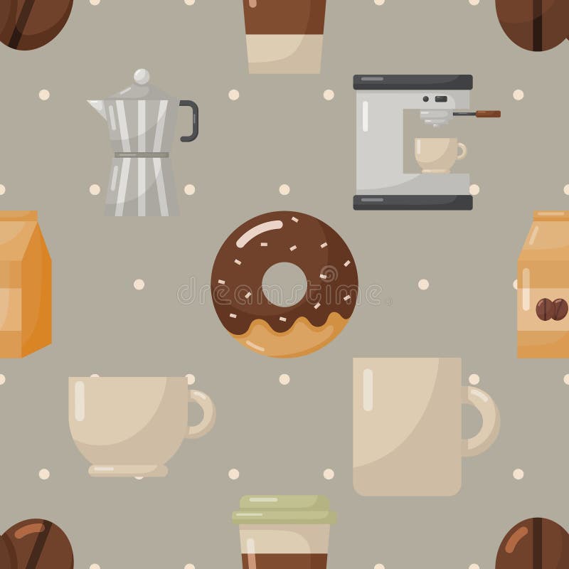 Seamless Repeating Pattern for Coffee Lovers Stock Illustration ...