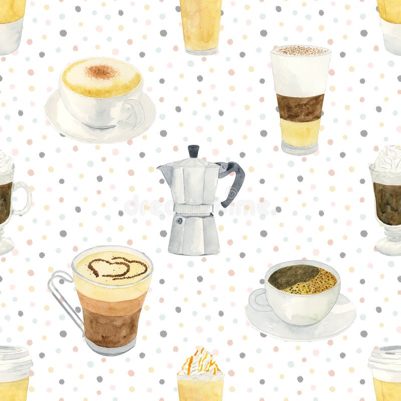 Seamless Repeating Pattern for Coffee Lovers Stock Illustration ...