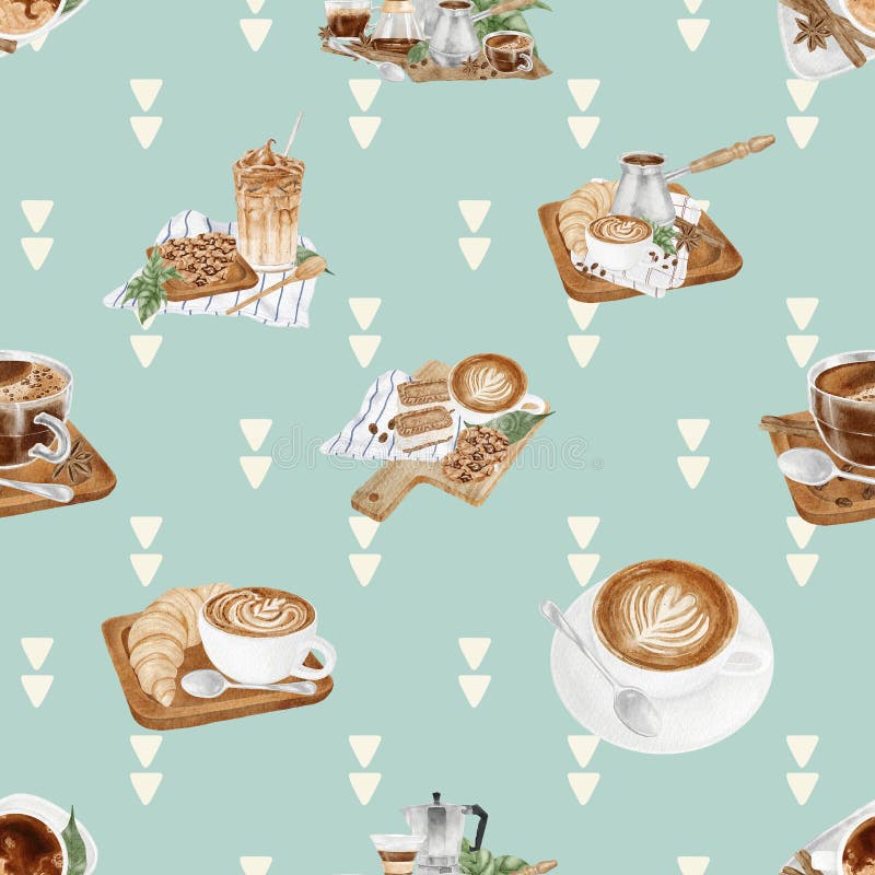 Seamless Repeating Pattern for Coffee Lovers Stock Illustration ...