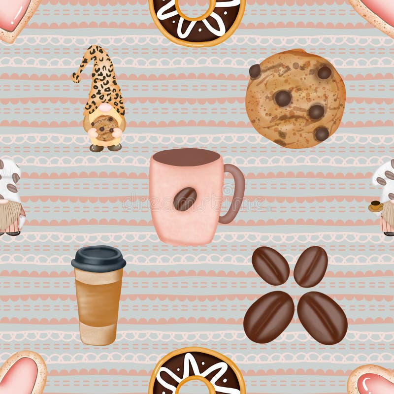Seamless Repeating Pattern for Coffee Lovers Stock Image - Image of ...