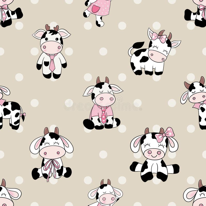 Seamless Repeating Pattern with Cute Cows Stock Illustration ...