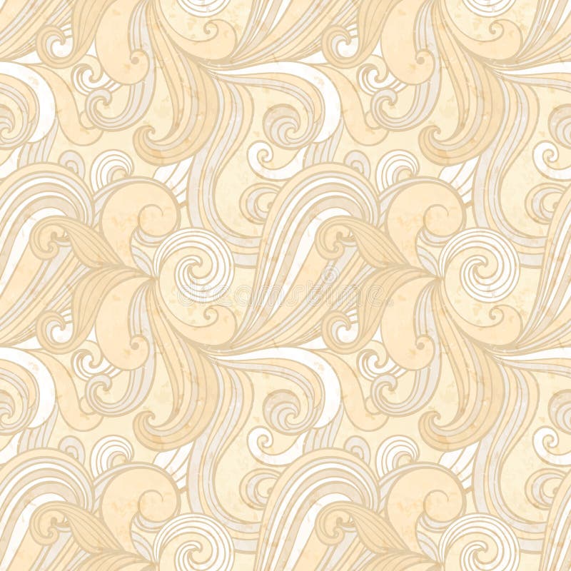 Beige Hand-drawn Pattern, Waves Background. Stock Illustration ...
