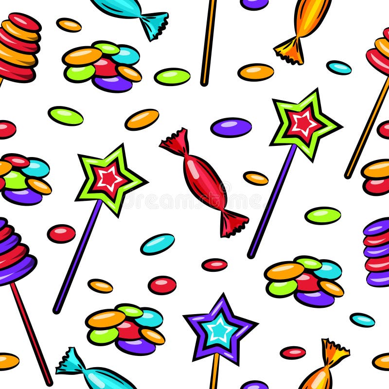 Seamless Pattern with Candies and Sweets. Vector Stock Vector ...