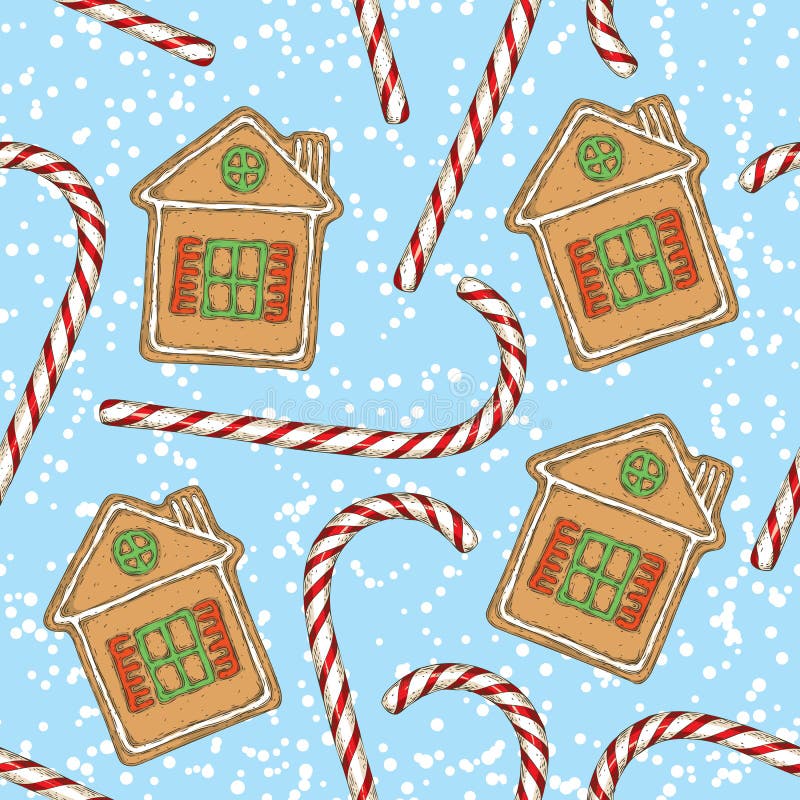 Seamless Pattern. Candy Cane and Gingerbread Stock Vector ...