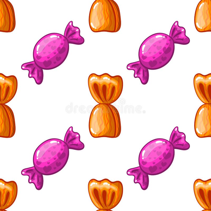 Seamless Pattern with Candy Stock Vector - Illustration of glassy ...