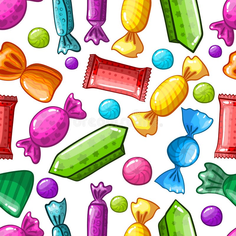 Seamless Pattern with Candy Stock Vector - Illustration of icon ...