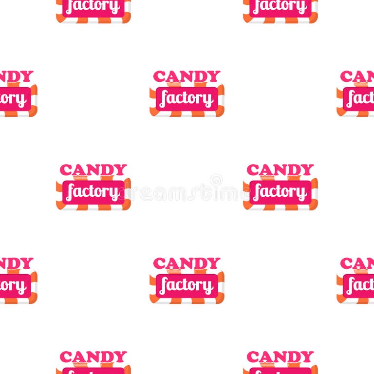 Seamless Pattern with Candy Factory Logo. Vector Stock Vector ...
