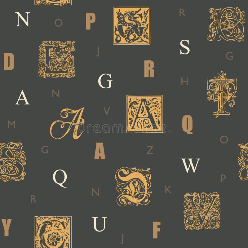 Seamless Pattern with Capital and Initial Letters Stock Vector ...