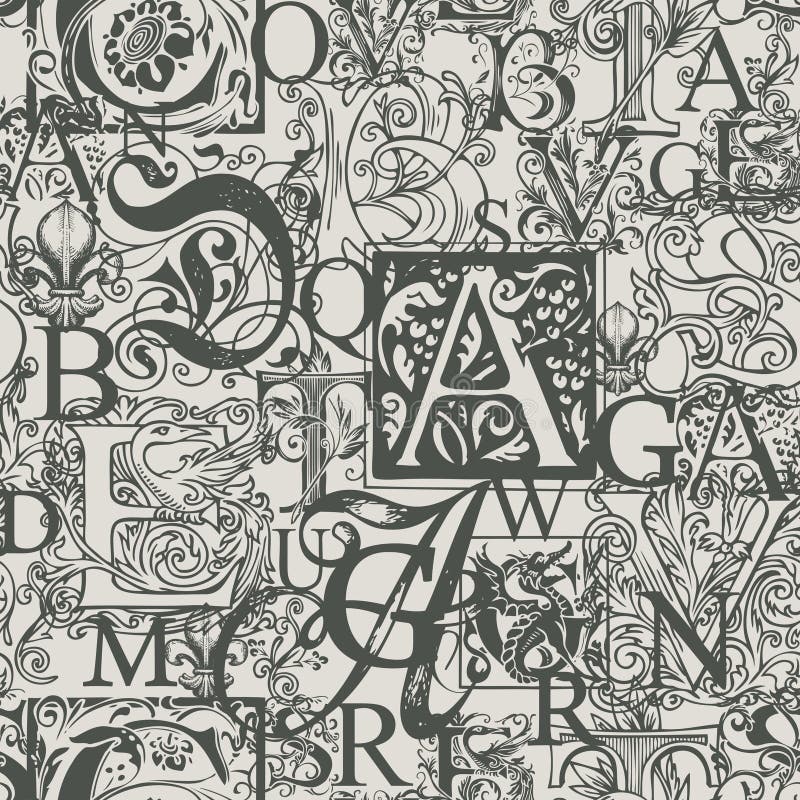 Seamless Pattern with Capital and Initial Letters Stock Vector ...